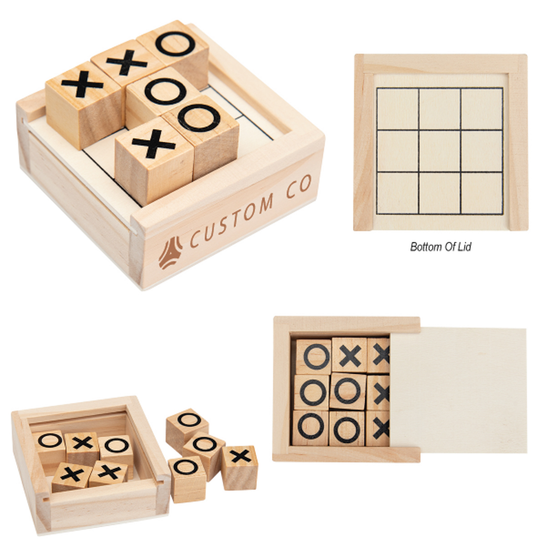 Customizable Wooden Travel Size Tic-Tac-Toe Game | Ethical Swag