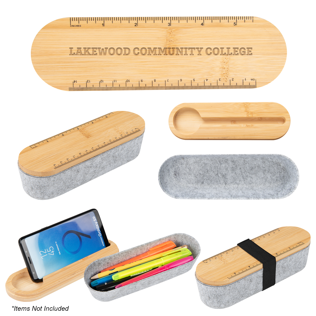 Customizable Recycled Pencil Box with Phone Stand | Ethical Swag
