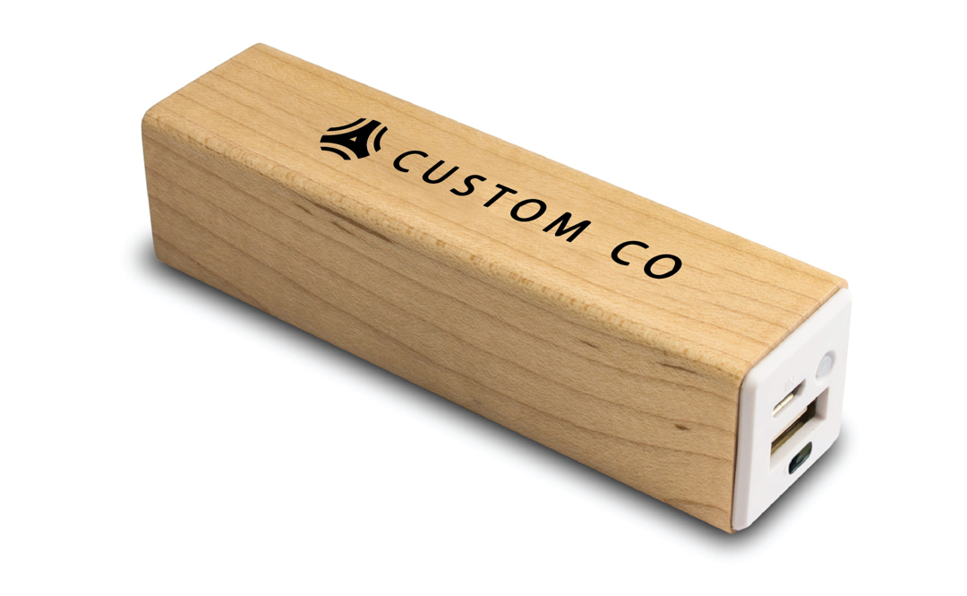 Customizable Certified Maple Wood USB Powerbank | Ethical Swag
