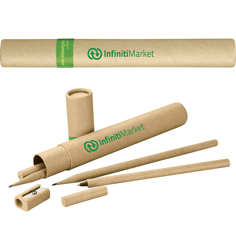 Lina Paper Tube Pen & Pencil Set | Ethical Swag