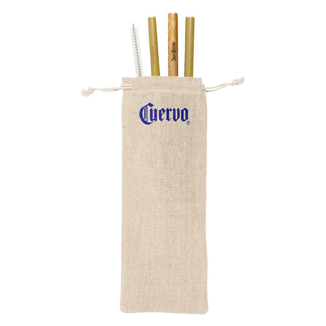 Customizable Bamboo Straw Set in Jute Bag | Ethical Swag