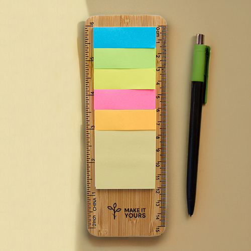 Sticky Note and Recycled Bamboo Ruler Duo